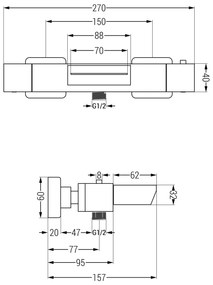 Mexen Tord vanovo-sprchový set s dešťovou sprchou a vanovou termostatickou baterií Cube, chromová, 77360200-00