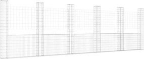 Gabionový koš ve tvaru U se 6 sloupky železo 620 x 20 x 200 cm 151293