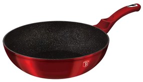 BERLINGERHAUS Pánev WOK s mramorovým povrchem 30 cm Burgundy Metallic Line BH-6166