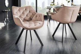 Otočná jídelní židle Miramar Luxury samet šampaňská greige