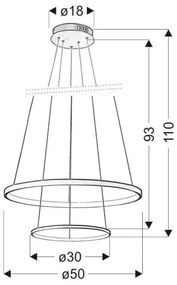 LED Lustr na lanku LUNE LED/40W/230V