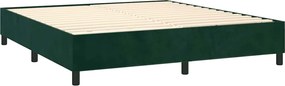 Box spring postel s matrací a LED tmavě zelená 180x200 cm samet 3136140