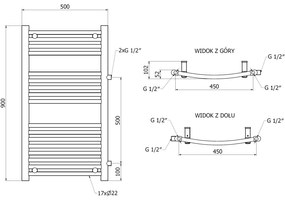 Mexen Ares, topné těleso 900 x 500 mm, 372 W, boční pravé a spodní připojení, černá, W102-0900-500-00-70-S