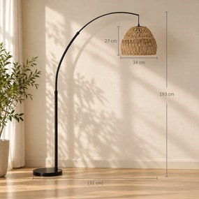 HOMCOM oblouková stojací lampa s dvojitým stínidlem, černá