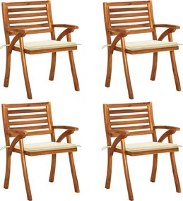 vidaXL Zahradní židle s poduškami 4 ks masivní akáciové dřevo [3075174] Barva: krémová