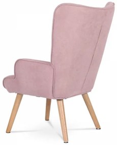 Křeslo ušák s podnožkou starorůžová látka nohy masiv AK-302 PINK2