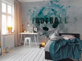 Fototapeta Fotbal je koníček - modrý motiv s fotbalovým míčem a nápisem