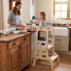 Montessori učící věž 3v1 s tabulí MONTI - přírodní