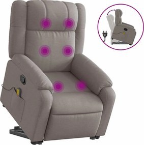 Zvedací masážní polohovací křeslo taupe textil 3205222