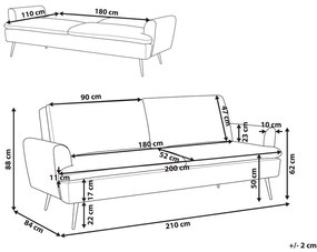 Sametová rozkládací pohovka černá VETTRE Beliani