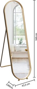 Velké stojací zrcadlo EDI se zlatým rámem, 43,5 x 160 cm