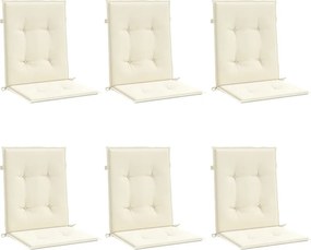 Podušky na židli nízké opěradlo 6 ks krémové 100x50x3 cm oxford 314133