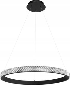 Led Závěsná Lampa Černá Křišťálová Kulatá Glamour XXL Toolight