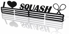 Walenty Kovový nástěnný věšák na medaile I love squash, 3 rozměry, různé barvy Barva: Červená, Rozměr: Délka 50cm
