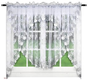 BytoTex Luxusní vyšívaná záclona Marcela s šedo-bílou krajkou 400x160 cm