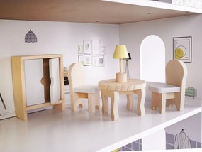 Creative Corner Dřevěný domeček pro panenky + nábytek 70cm šedý