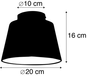 Stropní lampa s bavlněným stínítkem černá se zlatem 20 cm - Combi Black