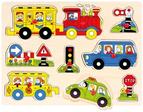 Bino Dřevěné vkládací puzzle doprava