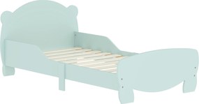 AIYAPLAY Montessori postel pro děti 3-6 let, 140x70 cm jednolůžková dětská postel s ochrannými zábranami a dřevěným rámem ve tvaru medvěda pro dětský