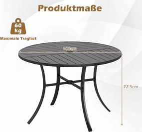 Costway Zahradní stůl kulatý kovový Ø 108 cm odolný vůči povětrnostním vlivům
