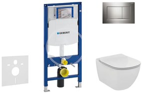 Geberit - Set předstěnové instalace, klozetu a sedátka Ideal Standard Tesi, tlačítka Sigma30, chrom