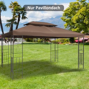 Náhradní střecha altánu Outsunny 3x4m káva polyester odpuzující vodu pro kovové a zahradní altány | Aosom.de