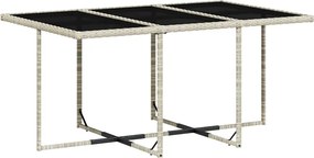 7dílný zahradní jídelní set s poduškami světle šedý polyratan 3211631