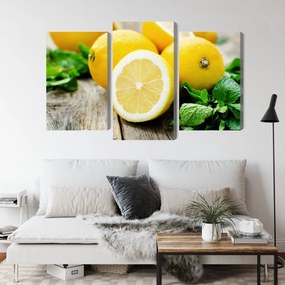 Vícedílný obraz Citron S Mátou Nedostatek Nedostatek Přírodní plátno 150x100