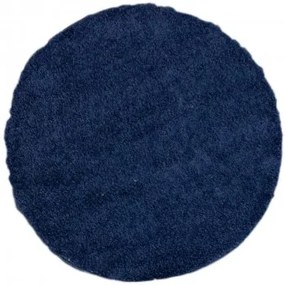Kulatý shaggy koberec jednobarevný SOHO P113A NAVY Modrý Rozměr: průměr 120 cm