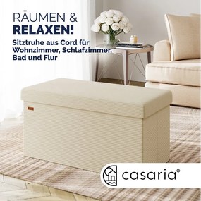 Lavice s úložným prostorem béžová manšestr 76x38x38cm MDF skládací