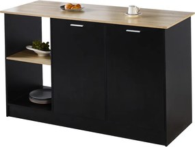 Kuchyňský ostrůvek, 150x60 cm, dub/černá, POMPEJ
