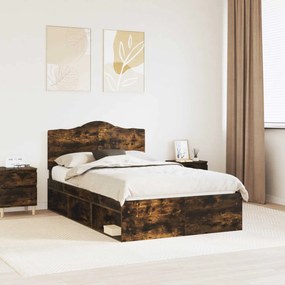 Rám postele Kouřový dub 120 x 200 cm Masivní borové dřevo 3413330