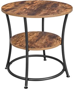 VASAGLE Příruční stolek se 2 policemi, 55 cm, rustikální