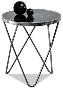 MPT Odkládací stolek Amin S - sklo - mramor černý, tmavý chrom