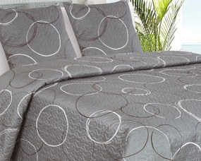 Jahu Přehoz na postel KRUHY šedý, 220x240cm, dvojlůžkový + 2x povlak 45 x 45cm