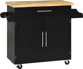 HOMCOM Kuchyňský vozík Servírovací vozík s pracovní deskou a stojanem na kořenky Držák na ručníky do obývacího pokoje a jídelny 109x40x89cm |