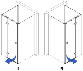 3-stěnný obdélníkový sprchový kout REA ATLAS LEVÝ 120/dveře x 90/zástěna cm, chrom/transparent - bez vaničky