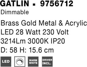 Stropní LED svítidlo NOVA LUCE GATLIN 27W 3000K 9756712 stmívatelné Triac