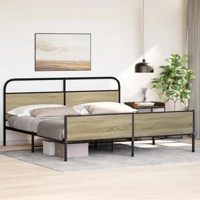 Kovový rám postele bez matrace dub sonoma 193 x 203 cm 3318697