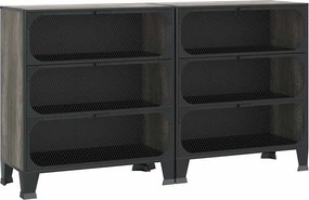 Úložné skříně 2 ks šedé 72 x 36 x 82 cm kov a MDF 3095972