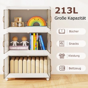 Costway 213 L Úložné boxy s víkem Stohovatelné skladovací kontejnery s kolečky