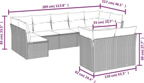 9dílná zahradní sedací souprava s poduškami černá polyratan 3218145