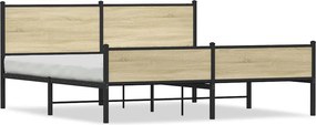 Kovový rám postele bez matrace dub sonoma 160 x 200 cm 3301400