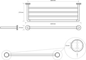 Sapho Sapho, LARISSA polička na ručníky 600mm, chrom, WS028
