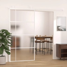 vidaXL Posuvné dveře mléčné ESG sklo a hliník 102,5 x 205 cm bílé