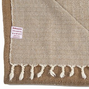 Ručně tkaná vlněná deka Nara VIII - světle hnědá