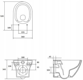 Cersanit Larga Oval CleanOn, závěsná wc mísa bez sedátka, K120-003
