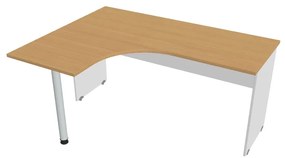 Stůl ergo pravý 160*120 cm - Hobis Gate GE 60 P Dekor stolové desky: buk, Dekor lamino podnože: bílá, Barva nohy: stříbrná
