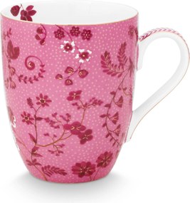 Pip Studio Jolie Flowers hrnek 350ml, růžový (hrnek z tenkostěnného porcelánu)