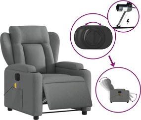 Elektrické masážní polohovací křeslo tmavě šedé textil 3204471